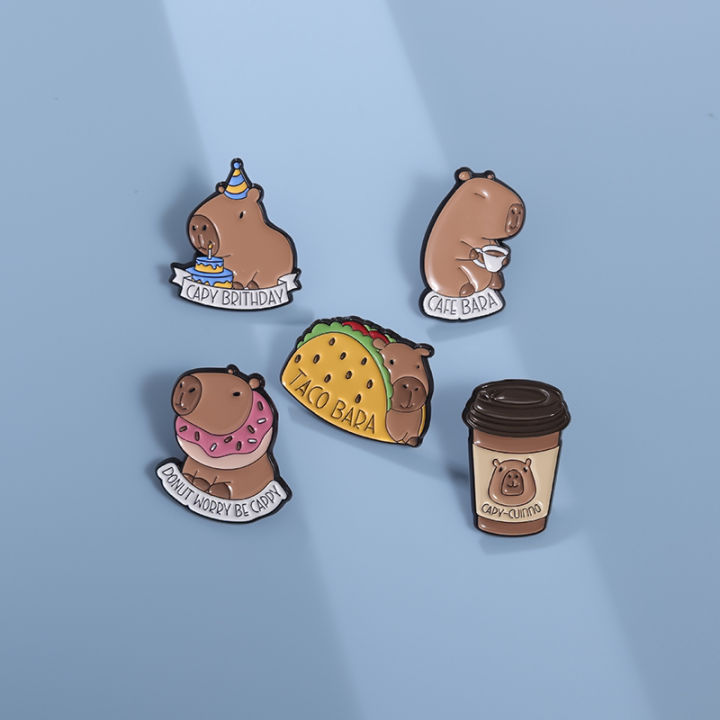 Cute Capybara Enamel Pins Brooches Don'T Worry Be Cappy Brooche Lapel ...