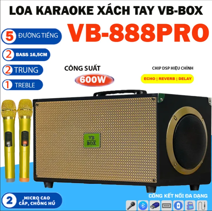 (SIÊU PHẨM ) Loa Karaoke Xách Tay VB BOX-VB888 PRO BẢN MỚI 2024 -Kèm 2 Micro Chống Hú- Loa Công ...