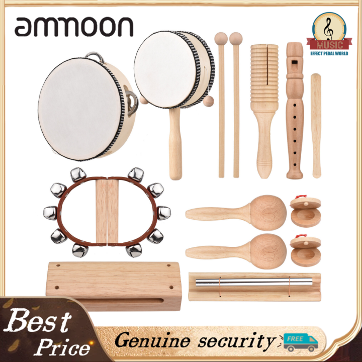 13 PCS Kids Musical Instruments Toys with Carry Bag Wooden Percussion Instruments Early ...