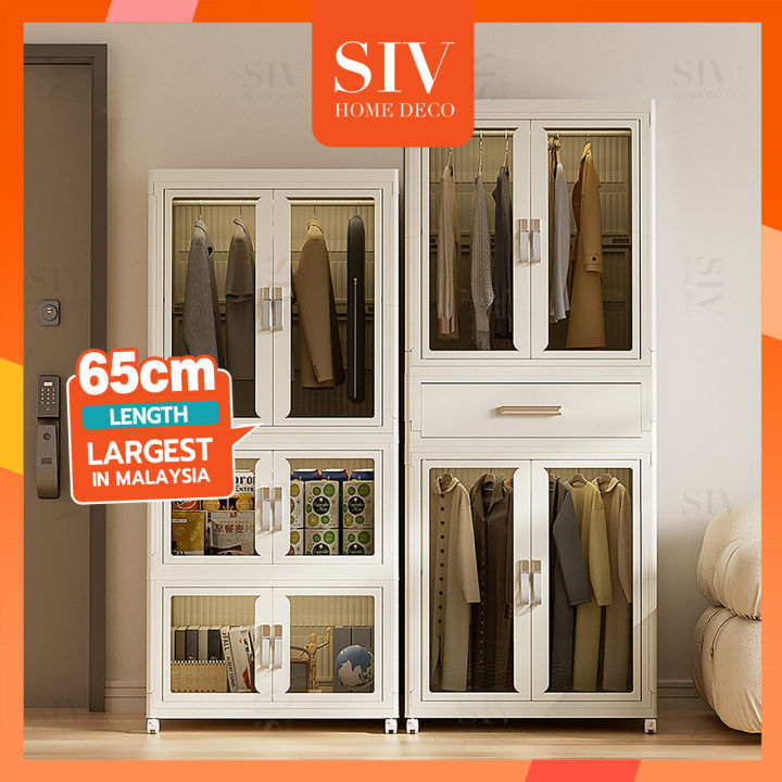SIV 65cm Double Open Doors Wardrobe Storage Cabinet Multipurpose ...