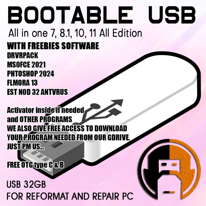 Bootable USB 32GB WIN 7 OR 8.1 OR 10 OR 11 | Lazada PH