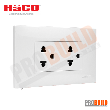 เต้ารับ 3 ขาคู่ พร้อมแผงหน้ากาก HACO IC-E20 | Lazada.co.th