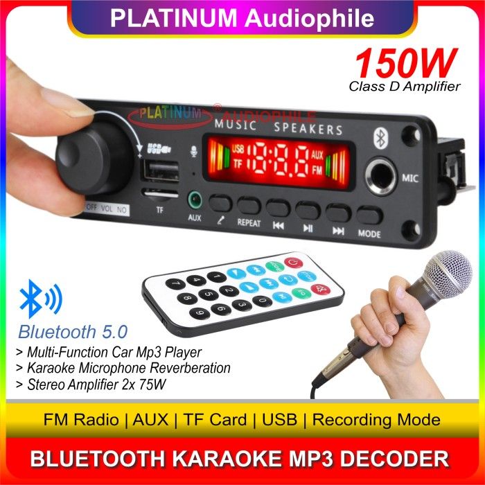 MODUL MP3 AMPLIFIER BLUETOOTH KARAOKE MICROPHONE ECHO DIY CLASS D 150W ...