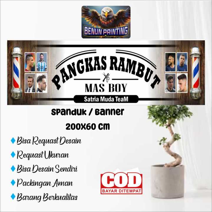 Spanduk Banner 200x60 Pangkas Rambut Request Desain | Lazada Indonesia