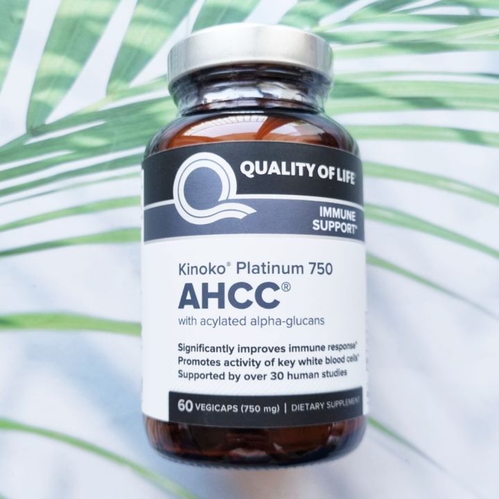 เอเอชซีซี สารสกัดจากเห็ดญี่ปุ่น Kinoko Platinum AHCC 750 mg 60 Vegicaps (Quality of Life Labs ...