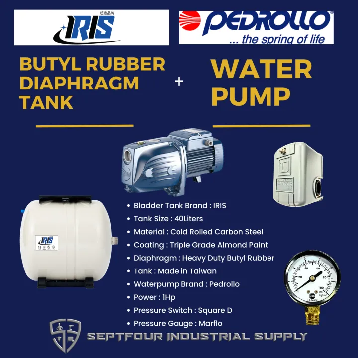 Pedrollo 1HP JET JSWm2C waterpump (Made in Italy) with IRIS 40L ...