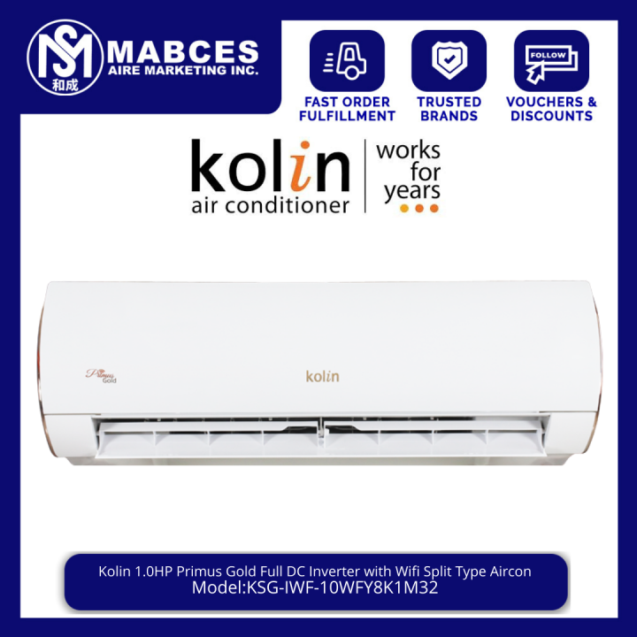 Kolin 1.0HP Primus Gold Full DC Inverter with Wifi Split Type Aircon ...