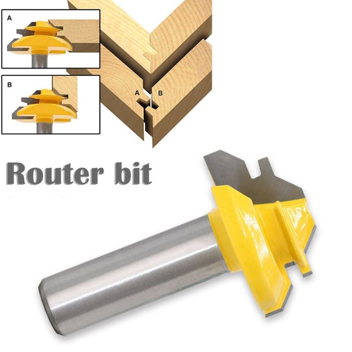ROJEY 45 Degrees Mortise Cutter 1/4*1-3/8 Grooving Router Bit For ...