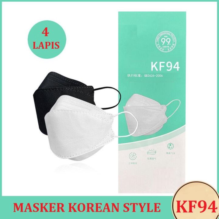 Masker KF94 medis earloop 4 ply face mask isi 10 perbox best mask warna ...