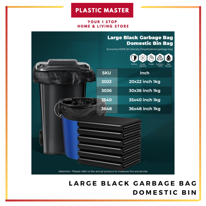 Large Size Black Garbage Bag Rubbish Bin Bag Extra Strong Black Heavy ...