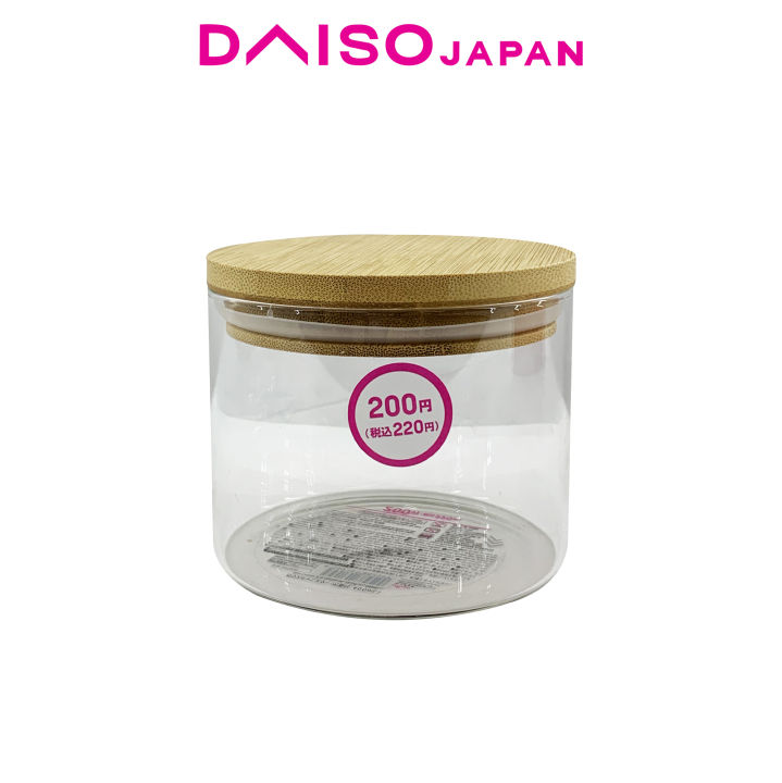 Daiso Glass Canister with Bamboo Lid (400ml) | Lazada PH
