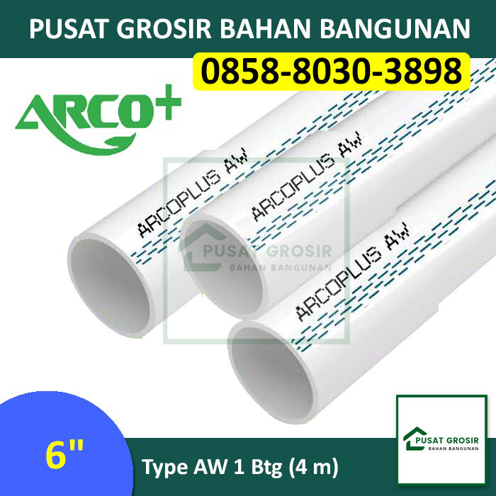 Pipa PVC 6" AW Merek Arcoplus 6inch AW Per Btg (4m) | Lazada Indonesia