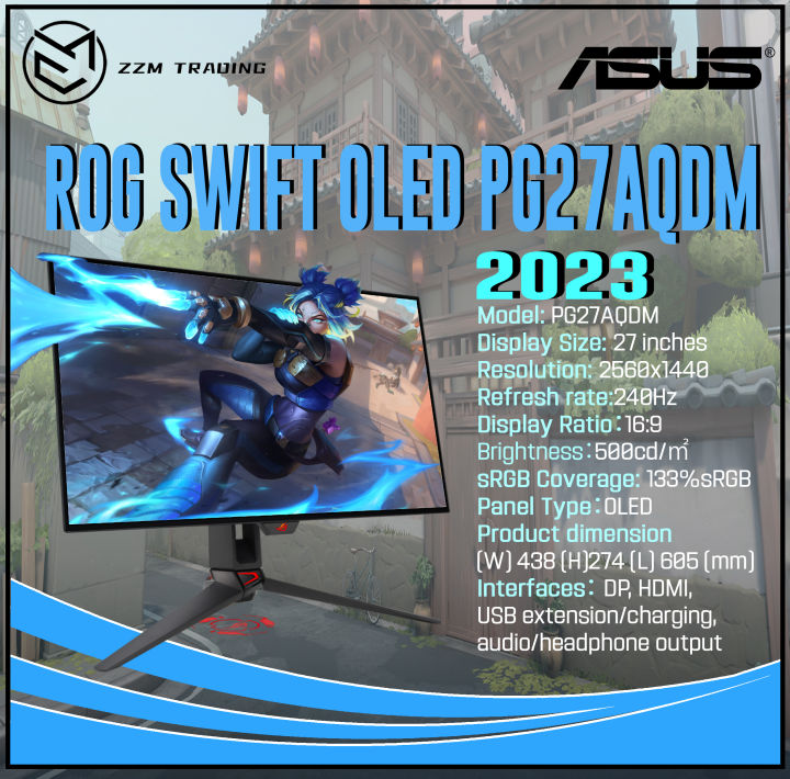Asus ROG PG27AQDM 27" OLED 2560x1440 240Hz 500cd/㎡ 0.3ms HDR10 G-SYNC ...