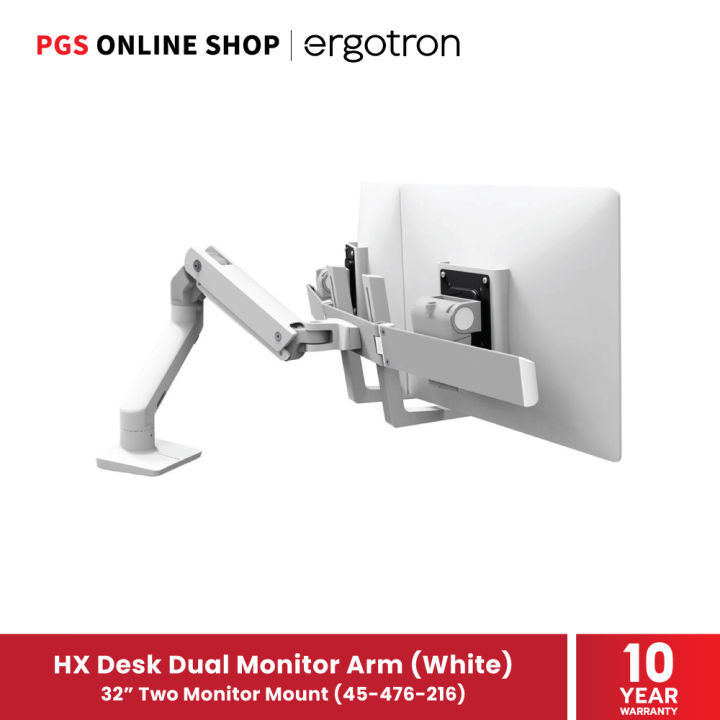 Ergotron แขนจับจอมอนิเตอร์ ขนาด 32" HX Desk Dual Monitor Arm (45-476-216) Two Monitor Mount ...