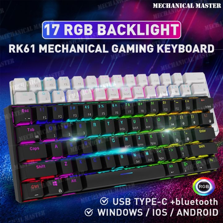 [Hot Swappable] RK61 Real Mechanical Keyboard Gaming Bluetooth Wireless ...