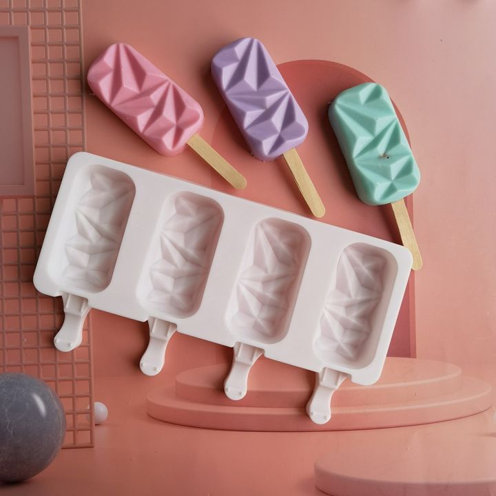 4 Cavity Diamond Large Ice Cream Mold Multiple Styles Love Lattice Cat ...