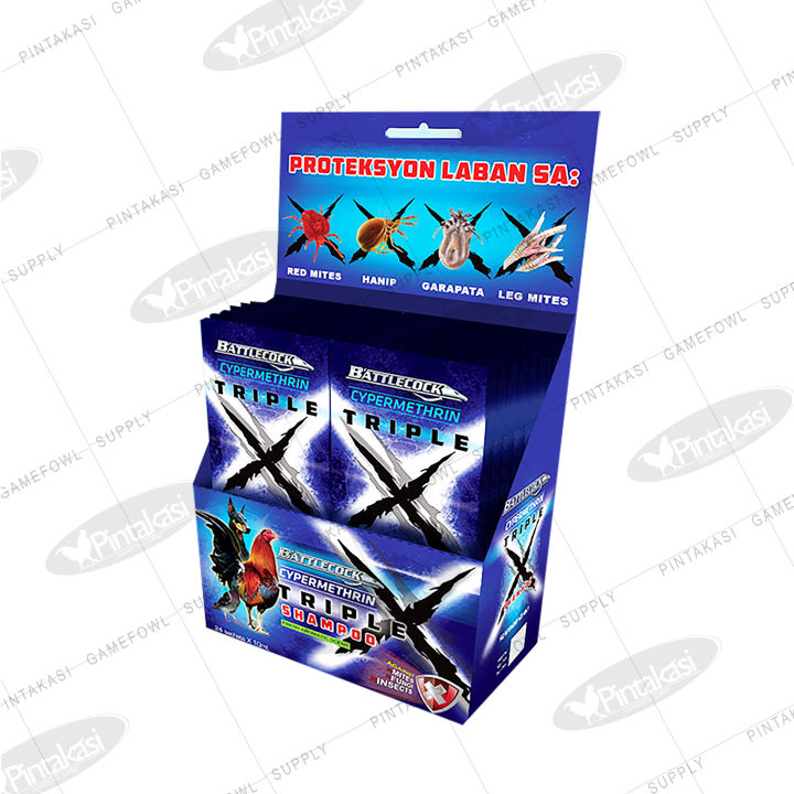 PINTAKASI Battlecock Triple X Shampoo 24 sachets for Gamefowl Rooster ...