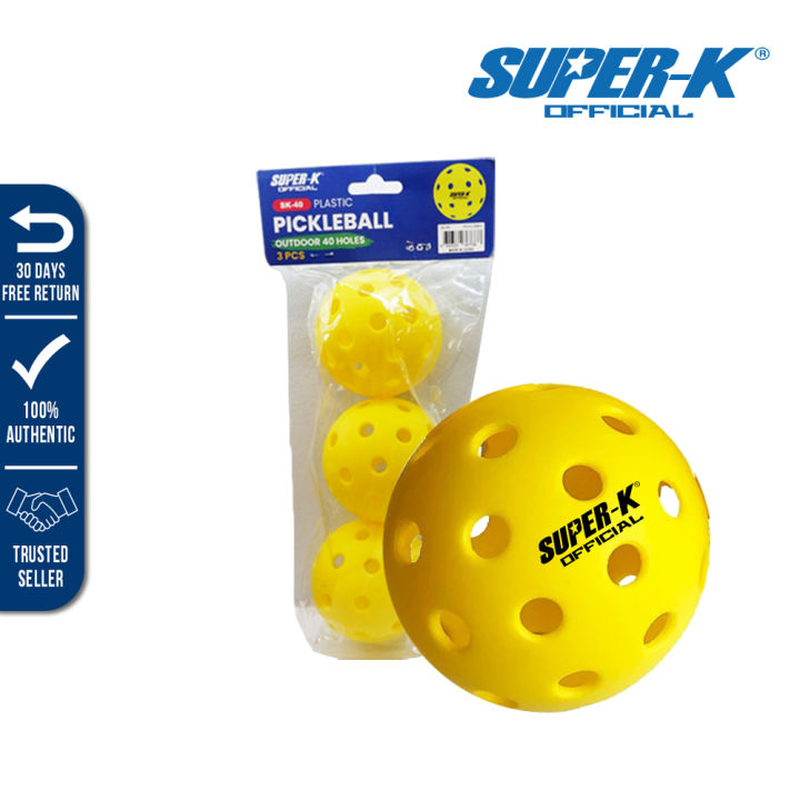 Super-K SK-40 Plastic Pickleball Ball Outdoor 40 Holes x 3 pcs | Lazada PH