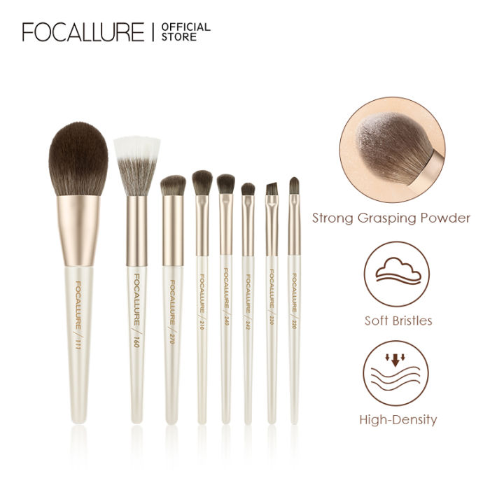 FOCALLURE 8Pcs Makeup Brush Set Multi Function Eyeshadow Brush Angled ...