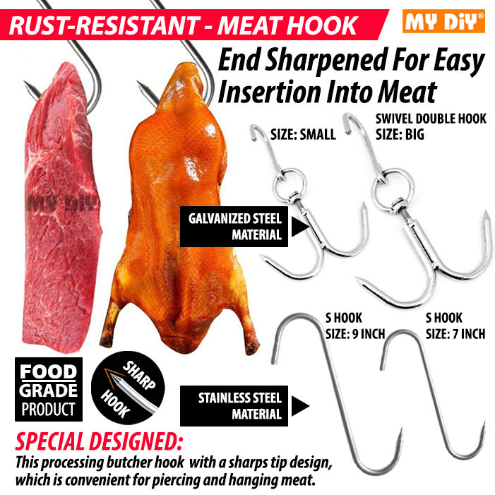 MYDIYHOMEDEPOT - STAINLESS STEEL MEAT S HOOK GALVANIZED METAL SWIVEL ...