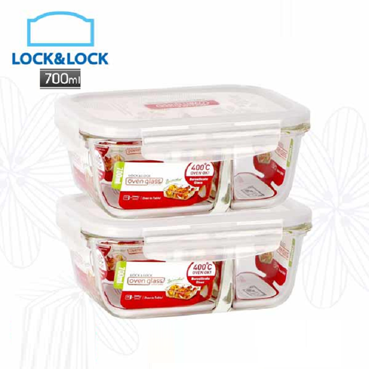 [HCM]hộp thủy tinh lock&lock 2 ngăn - hộp thủy tinh lock&lock | Lazada.vn