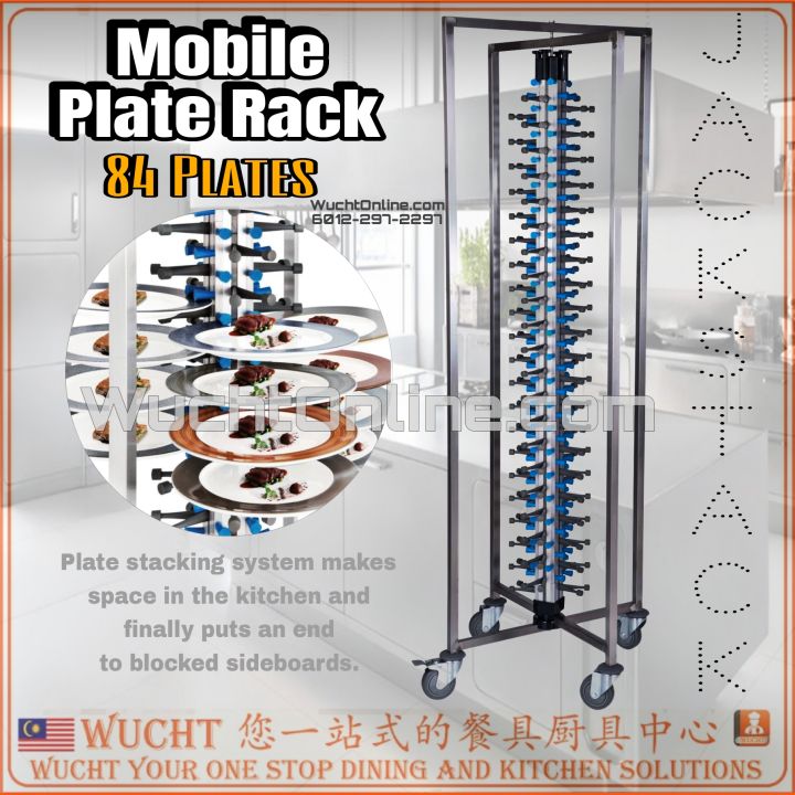 【WUCHT】84 Mobile Plate Jack Stack 84 Plates Collapsible Mobile Catering ...