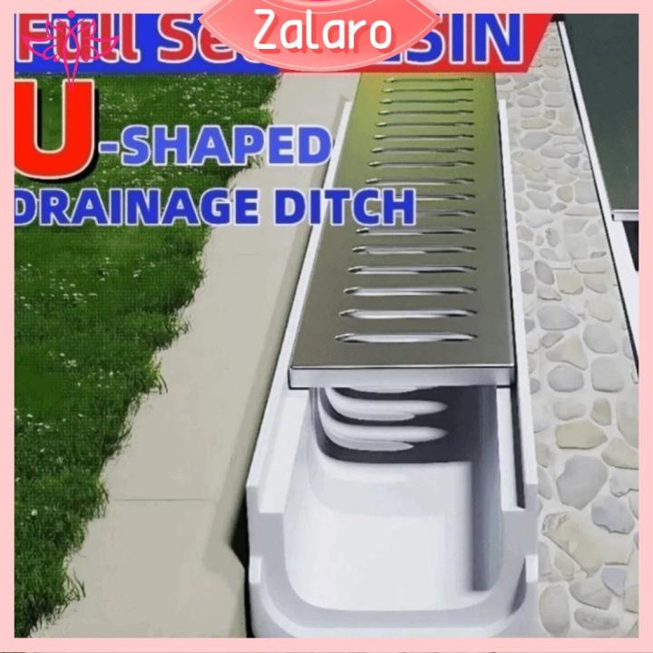 ZALARO Heavy Duty Drainage Gutter Resin Single Row Grate Linear Drain Outdoor Stainless Steel ...