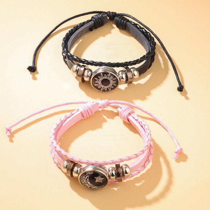 Gelang Bestie Couple Glow in The Dark - Set Gelang Titanium & Kulit ...