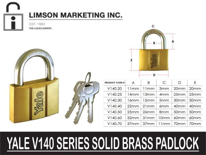 YALE V140 SERIES SOLID BRASS PADLOCK | Lazada PH
