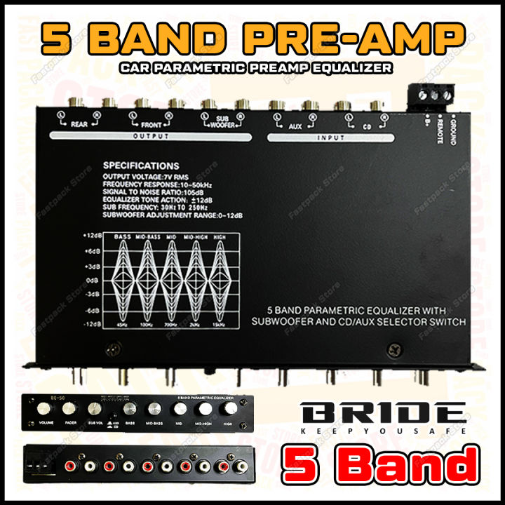 📢 5-Band Pre-Amp Parametric BRIDE Preamp With Subwoofer Output Suitable ...