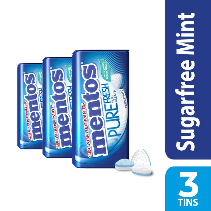 1030 Mentos Pure Fresh Peppermint Mints - 3 tins | Lazada PH