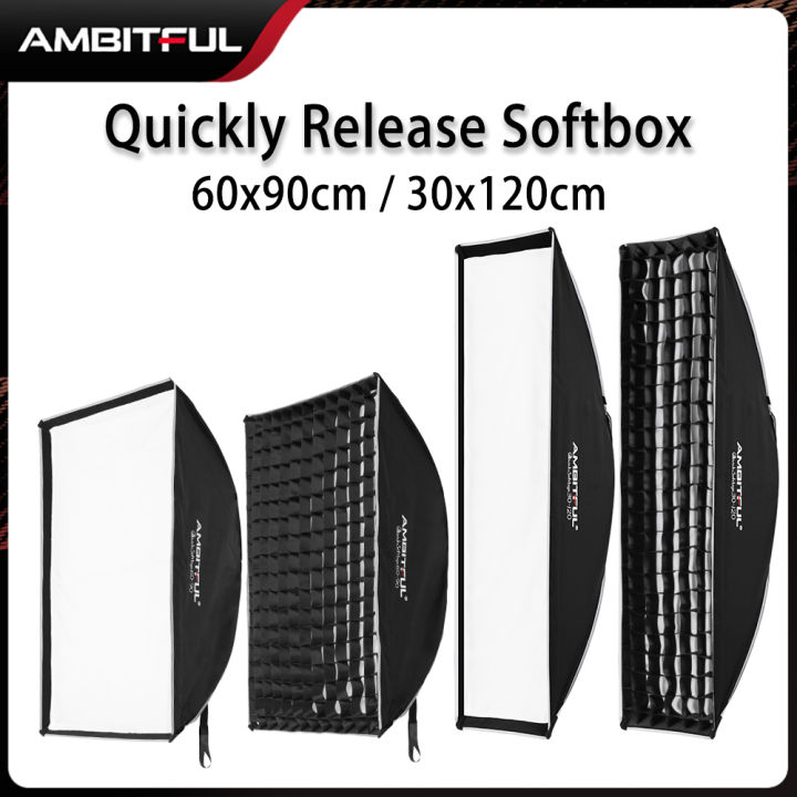 Ambitful Quickly Release 30x120cm 60x90cm Bowens Mount Strip Square Softbox + Honeycomb Grid ...