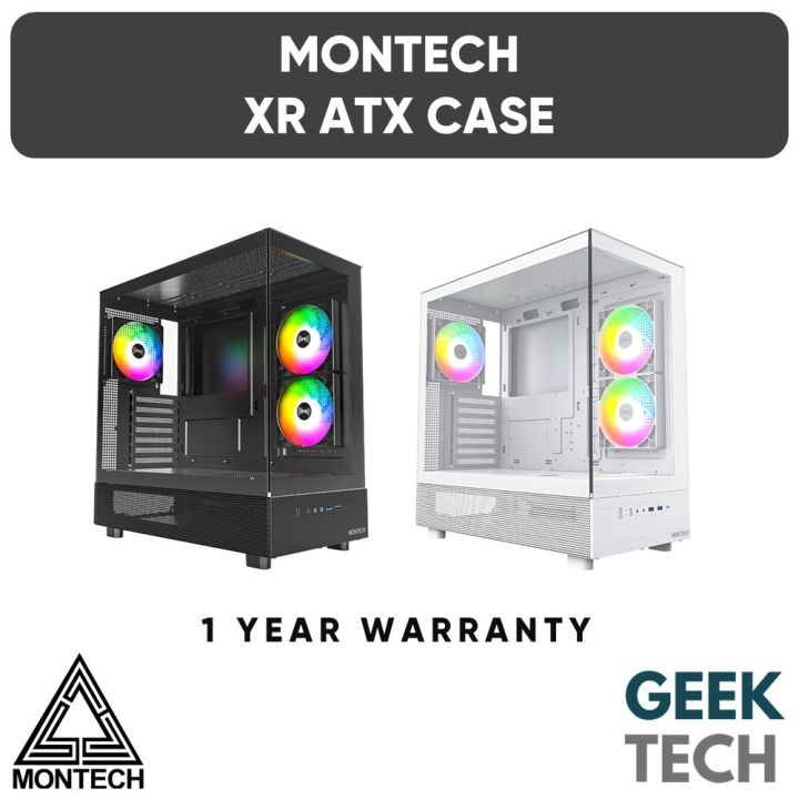 MONTECH XR ATX Mid Tower PC Gaming Case with 3x 120mm ARGB PWM Fans ...