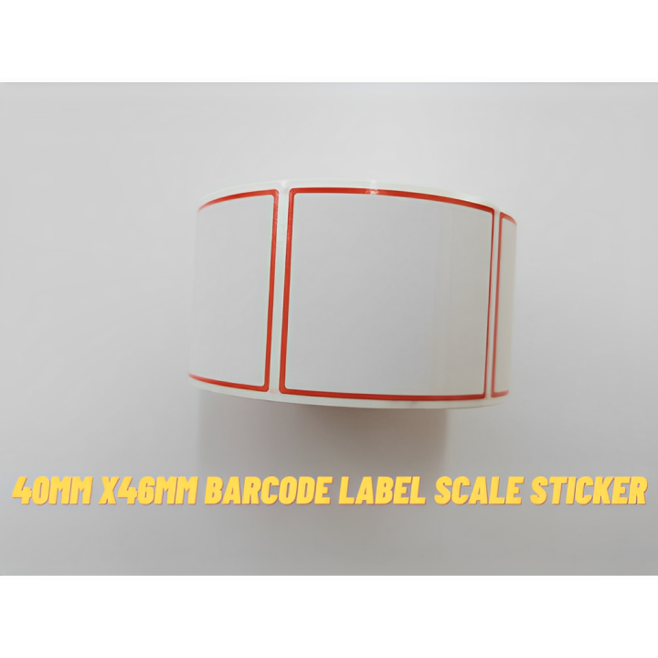 (SM) 40x46 mm Thermal Weighing Scale Label / Sticker ( Red Frame ...