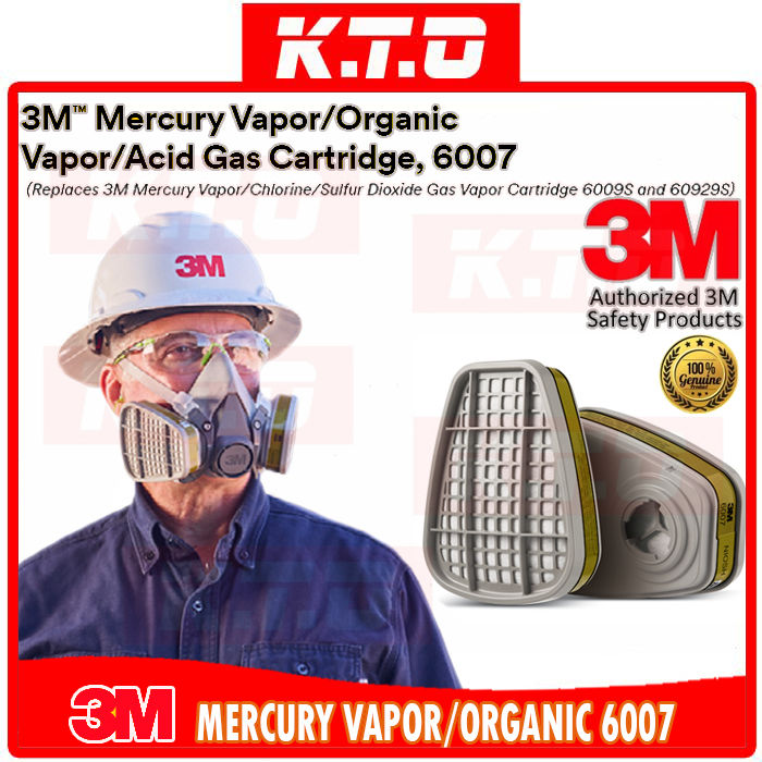 3M MERCURY VAPOR / ORGANIC VAPOR / ACID GAS CARTRIDGE, Respiratory Protection 6007 / 6096e | Lazada