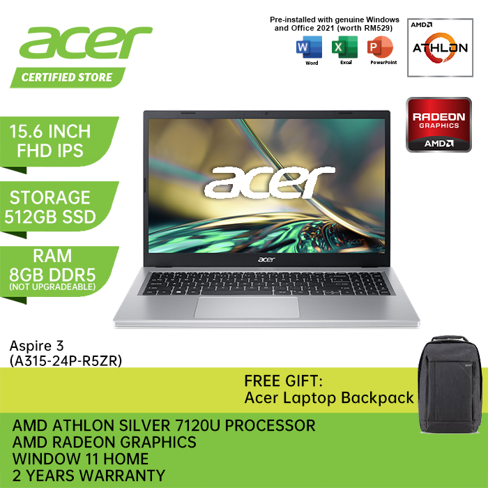 Acer Laptop Aspire 3 R5ZR (15.6 Inch FHD IPS 60Hz | AMD Athlon Silver ...