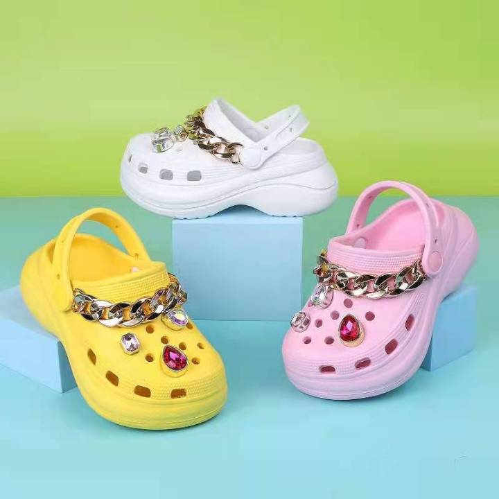 Kids Girl Bae Clog Crocs Thick sole with chain Accesories | Lazada PH