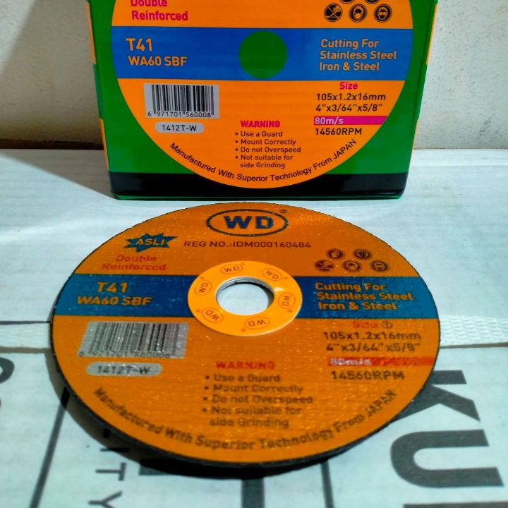 1box wd potong besi isi 20pcs batu grinda wd asli 4" x 1,2mm gerinda ...