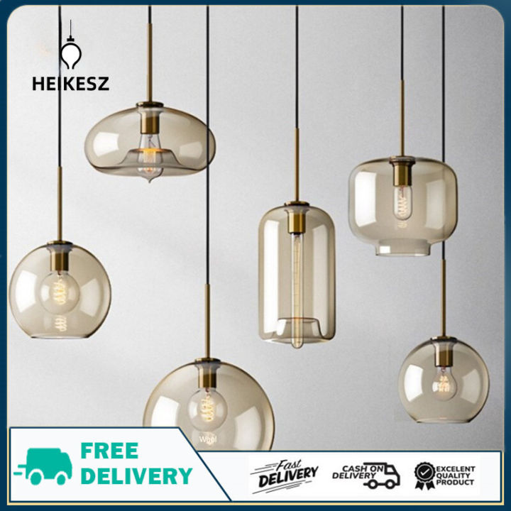 HEIKES Nordic Restaurant Small Droplight Fish Globe Glass Chandelier ...