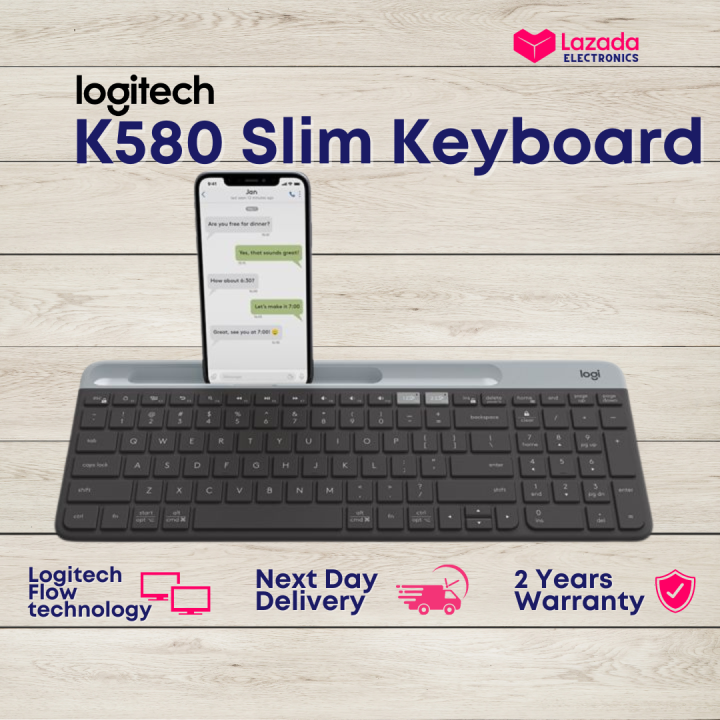 Logitech K580 Slim Wireless Multi-Device Keyboard: Bluetooth & USB ...