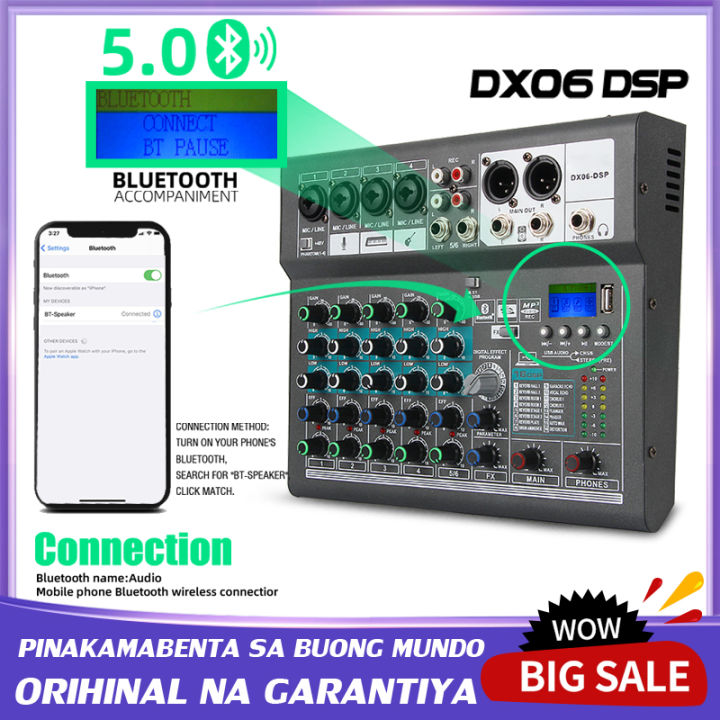 DX06-DSP Professional Audio Mixer with equalizer 6-channel na built-in ...