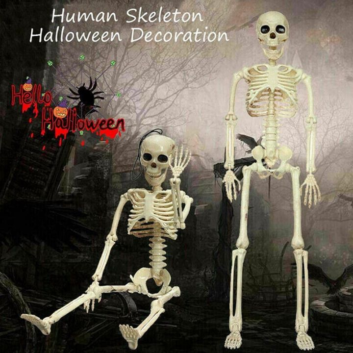 40cm Poseable Full Human Skeleton Prop Halloween Party Decoration ...
