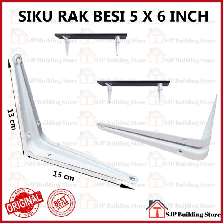 Siku Rak Besi L Uk. 5x6 Inch l Shelf Bracket l Penyangga Ambalan 1 Pcs ...