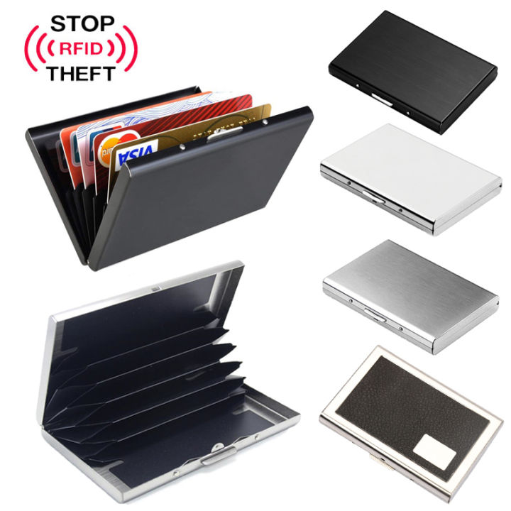 1pc Card Holder Men RFID Blocking Aluminum Metal Slim Wallet Money Bag ...