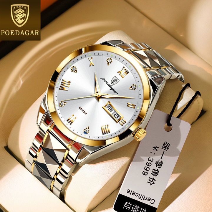POEDAGAR watch for men waterproof original brand luxury stainless steel ...