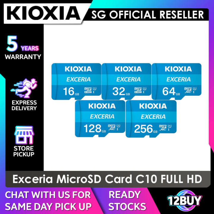 KIOXIA EXCERIA microSD 16GB 32GB 64GB 128GB 256GB No Adaptor C10 U1 Full HD Read Speed Up To ...