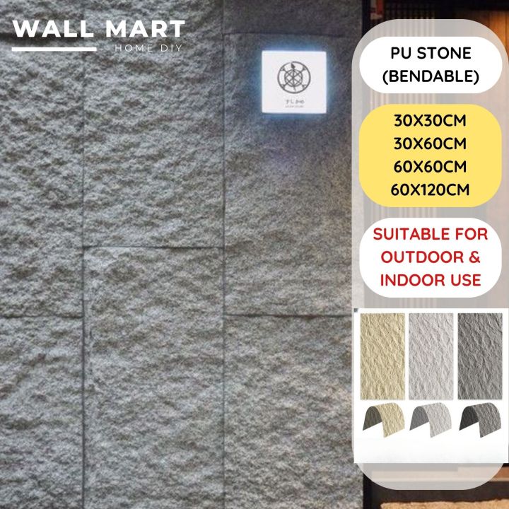 PU batu panel hiasan dinding / Bendable PU Stone Feature Wall Outdoor ...