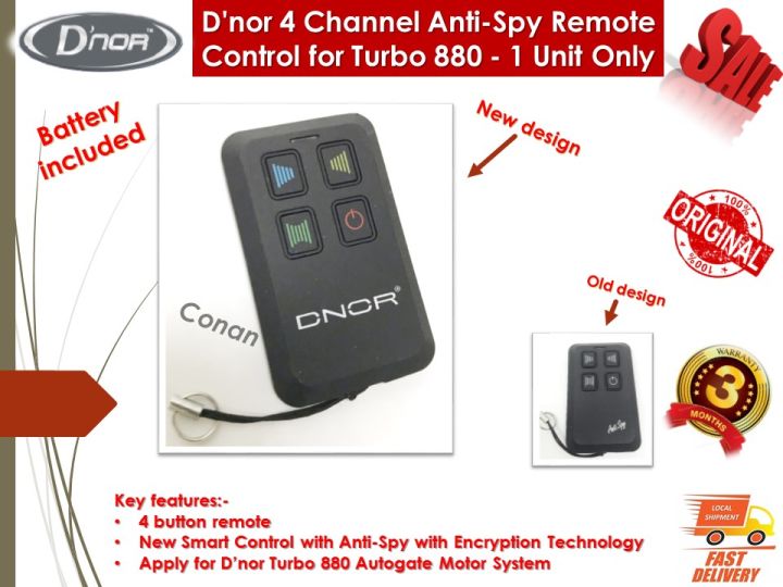 Dnor Turbo 880 Autogate Motor System - 4 Channel Anti-Spy Remote ...