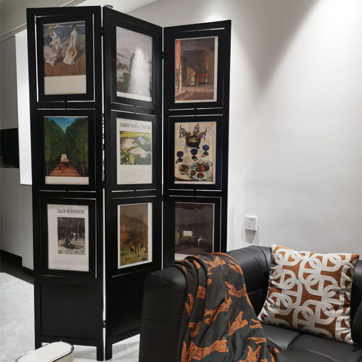 (Cannot insert picture)Wood Room Divider with Rotating Picture Frame ...