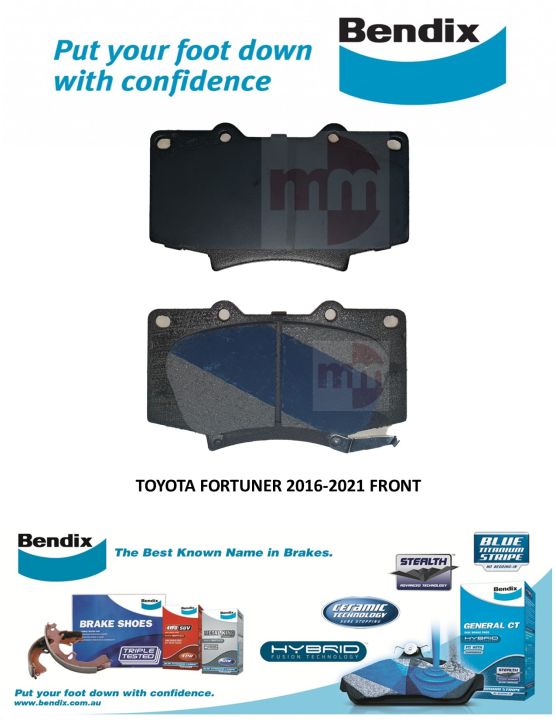 BENDIX GCT BRAKE PADS for TOYOTA FORTUNER 2016-2024 FRONT ORIGINAL DB2380 GCT (4 PCS SET ...